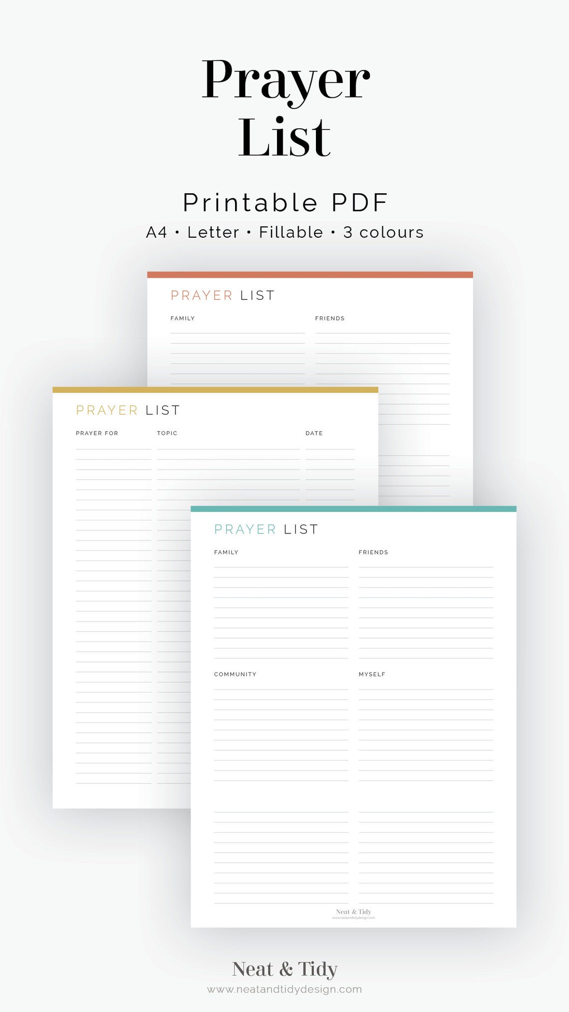 Prayer List (2 Layouts) - Fillable - Printable PDF - Daily Devotional ...