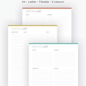 Prayer List (2 Layouts) - Fillable - Printable PDF - Daily Devotional ...