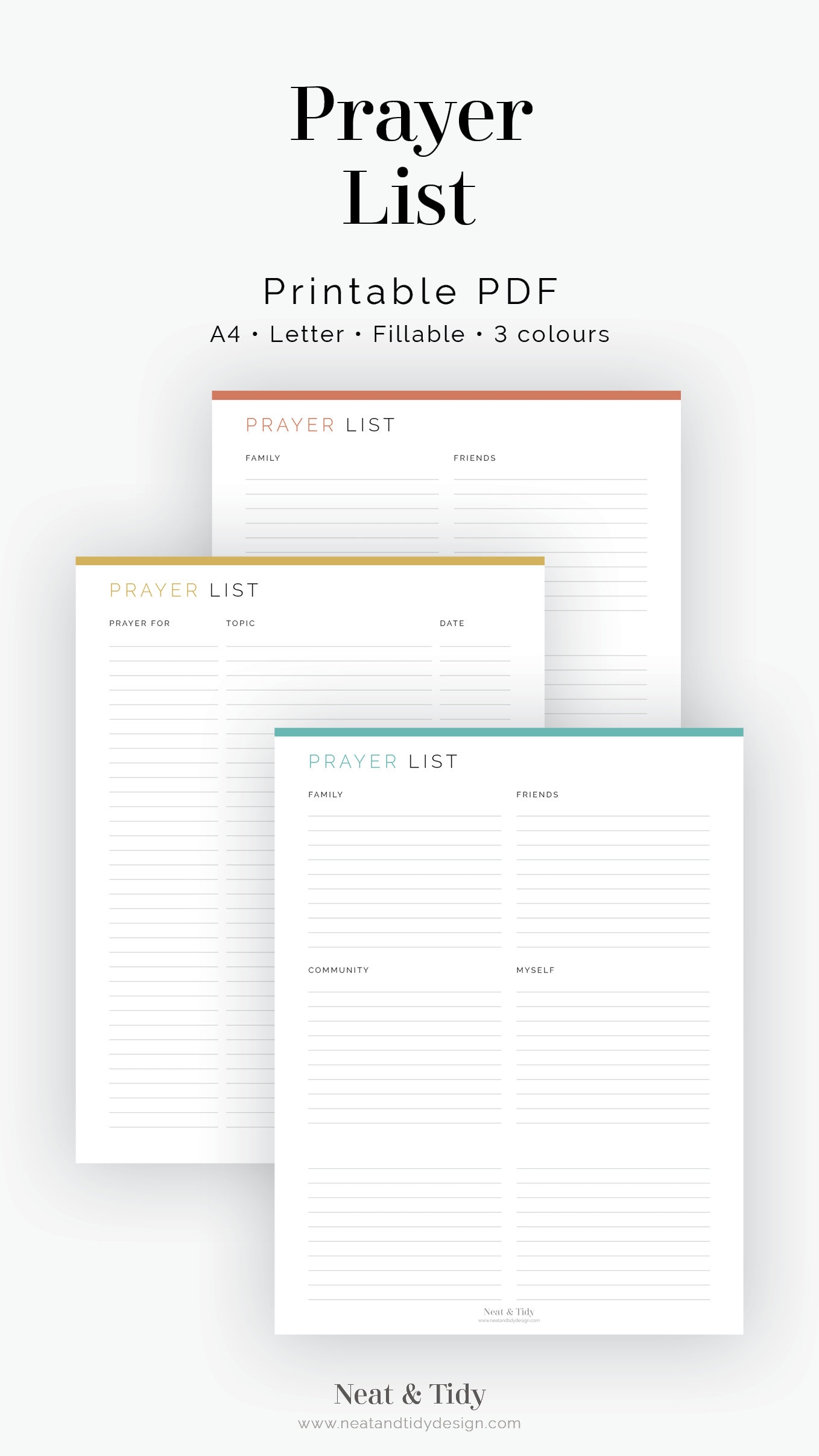 Prayer List (2 Layouts) - Fillable - Printable PDF - Daily Devotional ...