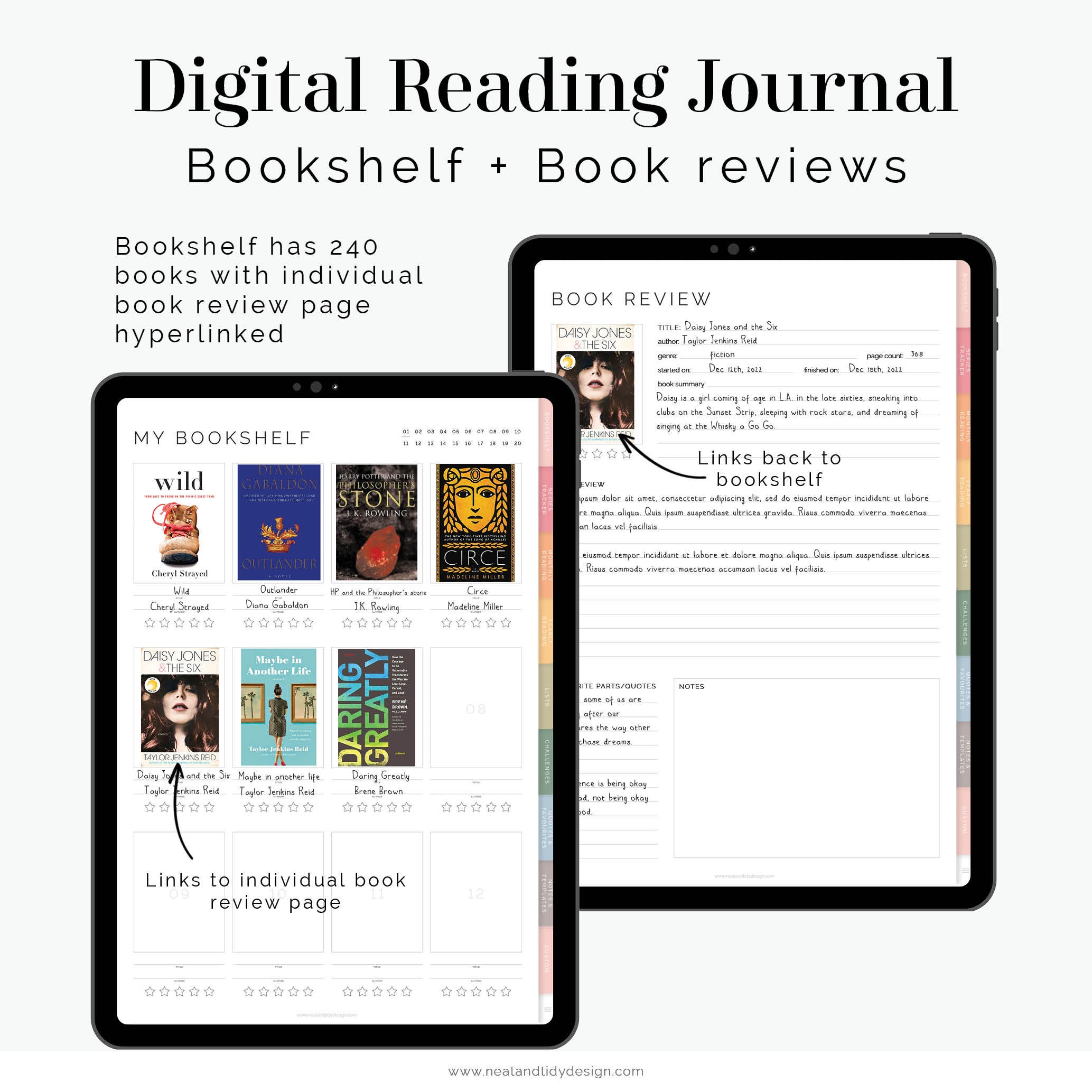 Digital Reading Journal for Goodnotes - Hyperlinked Digital Book ...