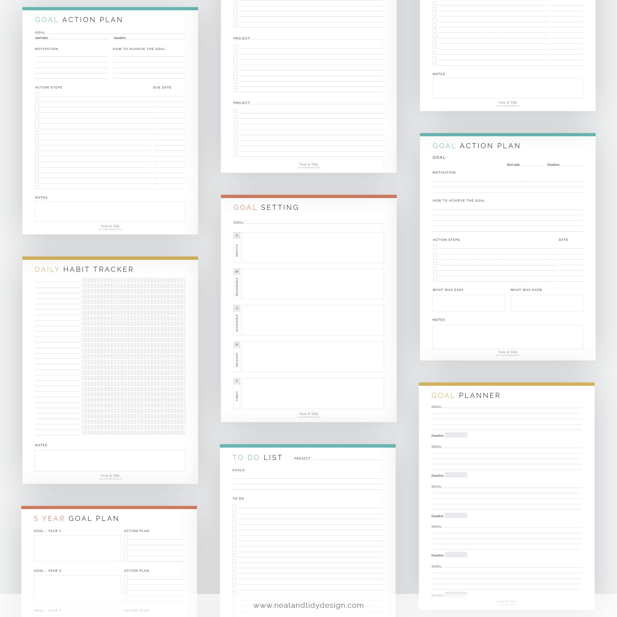 Mini Goal Planning Kit 6 Documents Fillable Printable PDF New Years ...