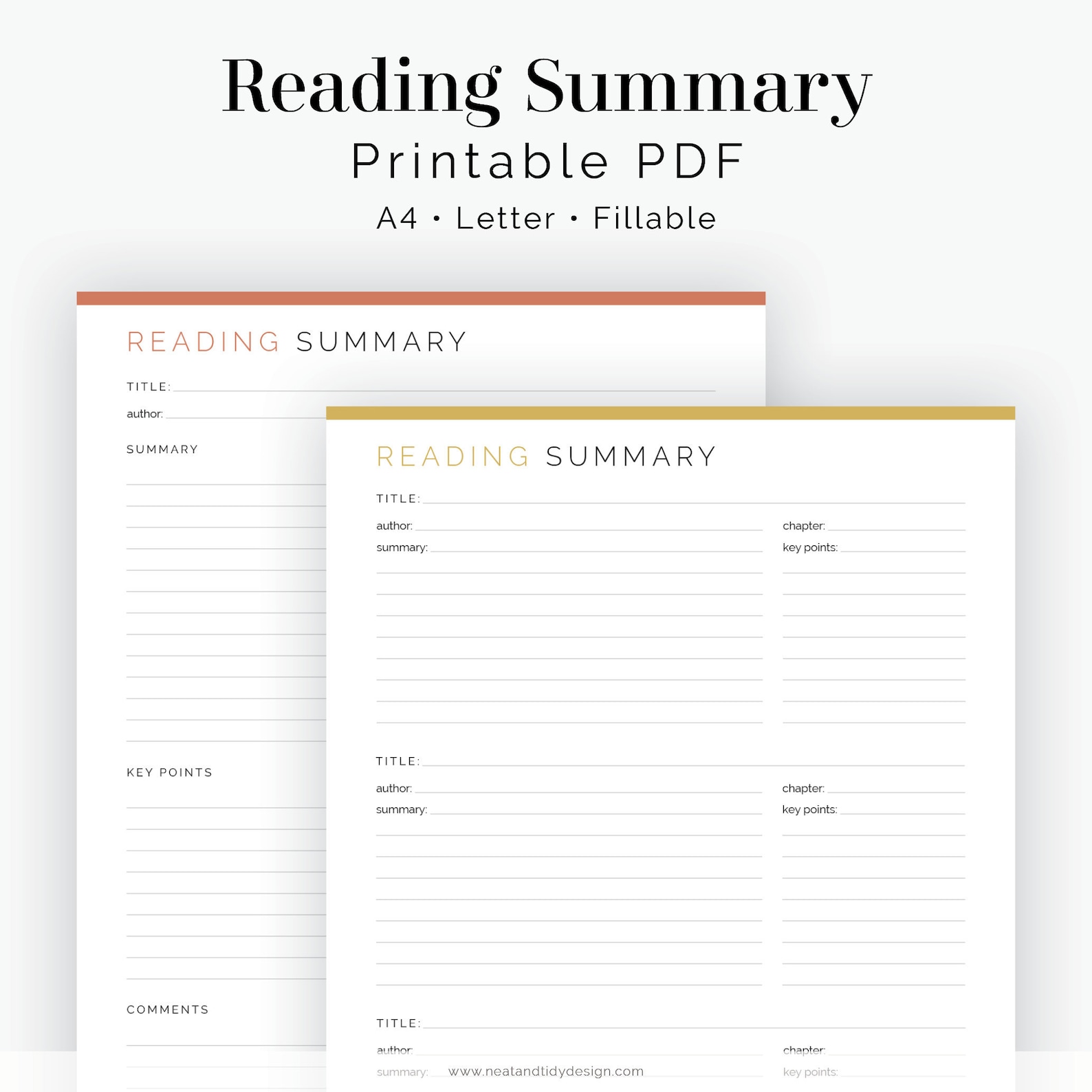 Reading Summary Fillable Printable PDF Student Planner, School ...