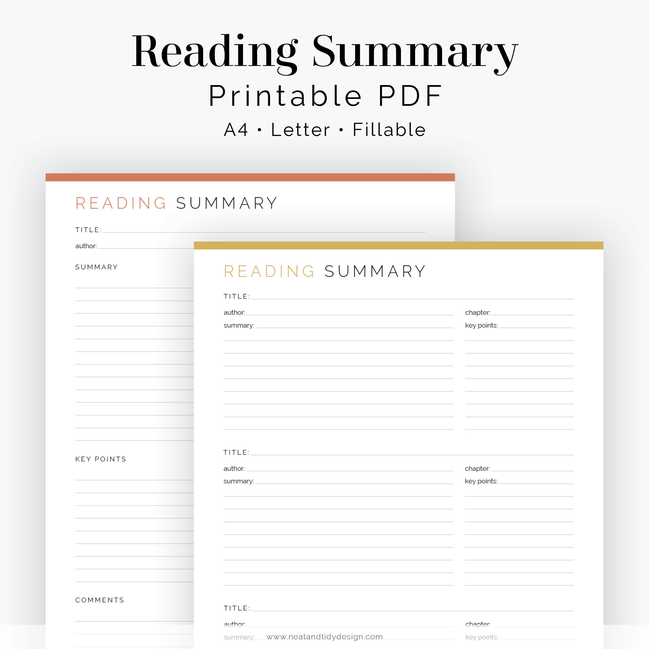 Reading Summary - Fillable - Printable PDF - Student Planner, School ...