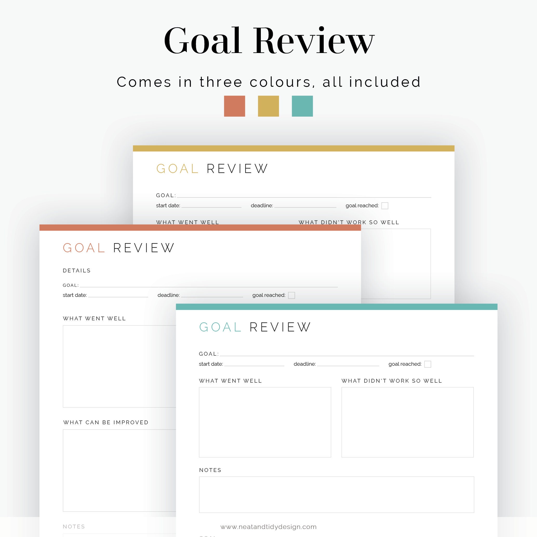 Goal Review (2 Layouts) - Fillable - Printable PDF - New Year ...