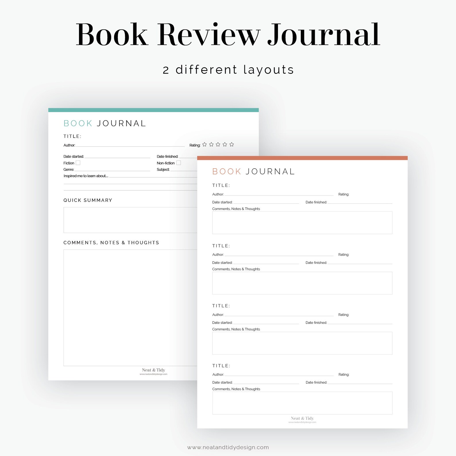 Book Review Journal, Book Log Fillable Printable PDF Part of the ...