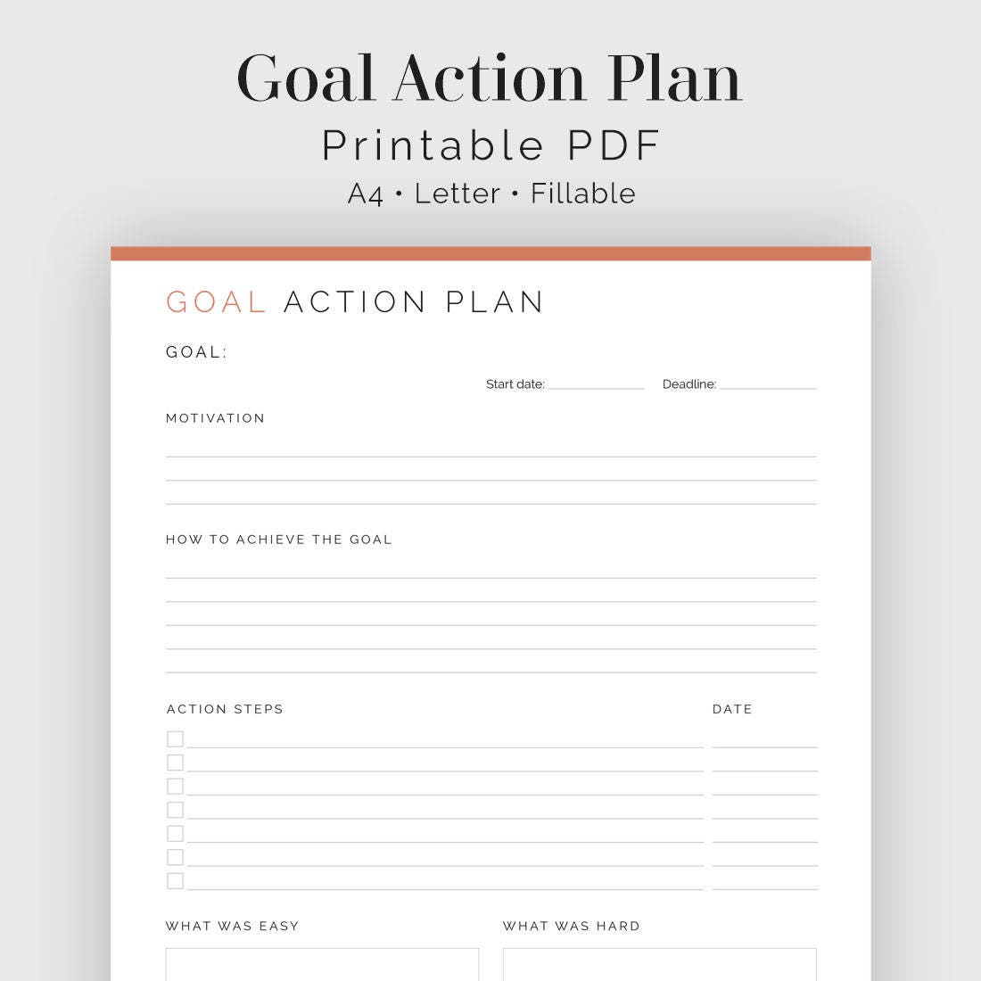 Goal Action Plan Fillable Printable PDF New Year | Etsy