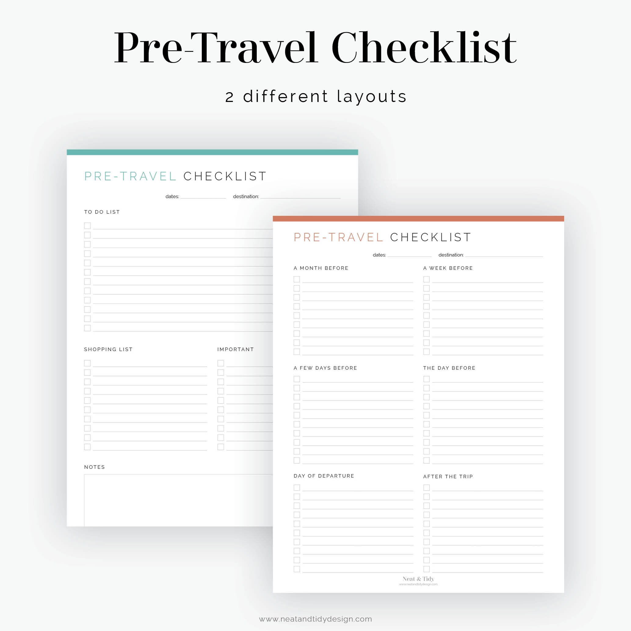 Pre-travel Checklist - Fillable - Travel Planner, Vacation Planner ...