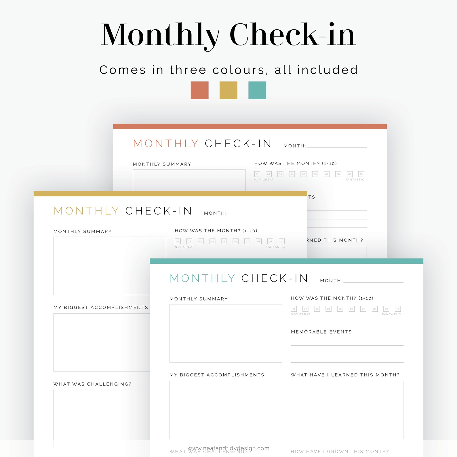 Monthly Check-in Journal Page Fillable Printable PDF - Etsy