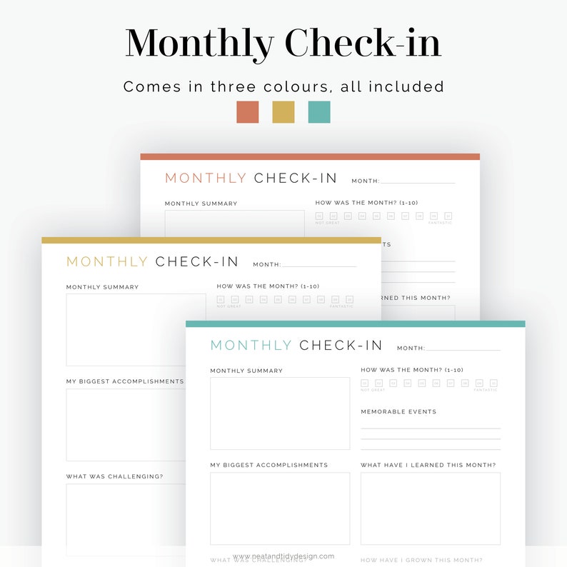 Monthly Check-in Journal Page Fillable Printable PDF - Etsy