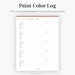 Paint Color Log - Household Paint Colour Tracker - Fillable - Printable ...