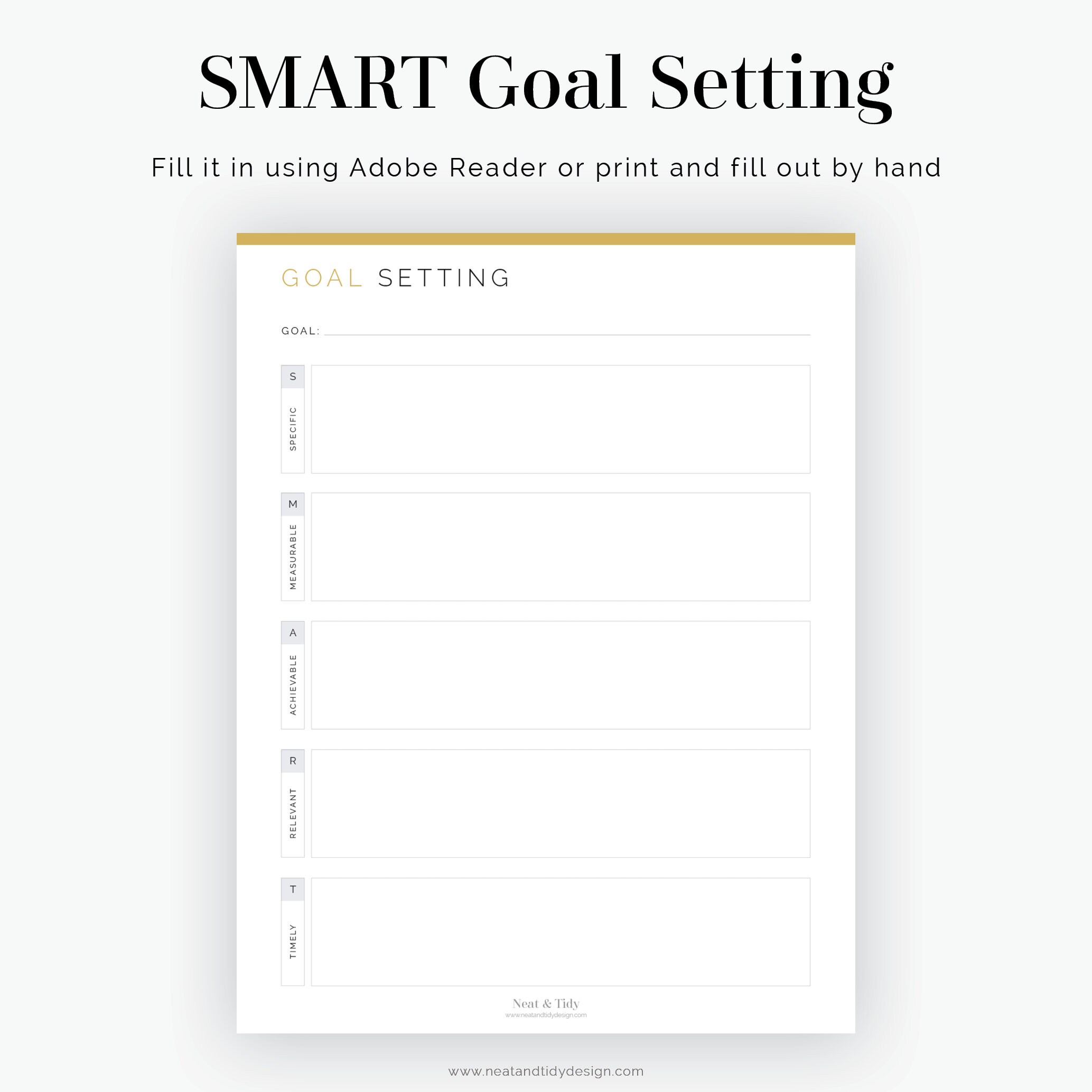 SMART Goal Setting - Fillable - Printable PDF - New Year Resolution ...
