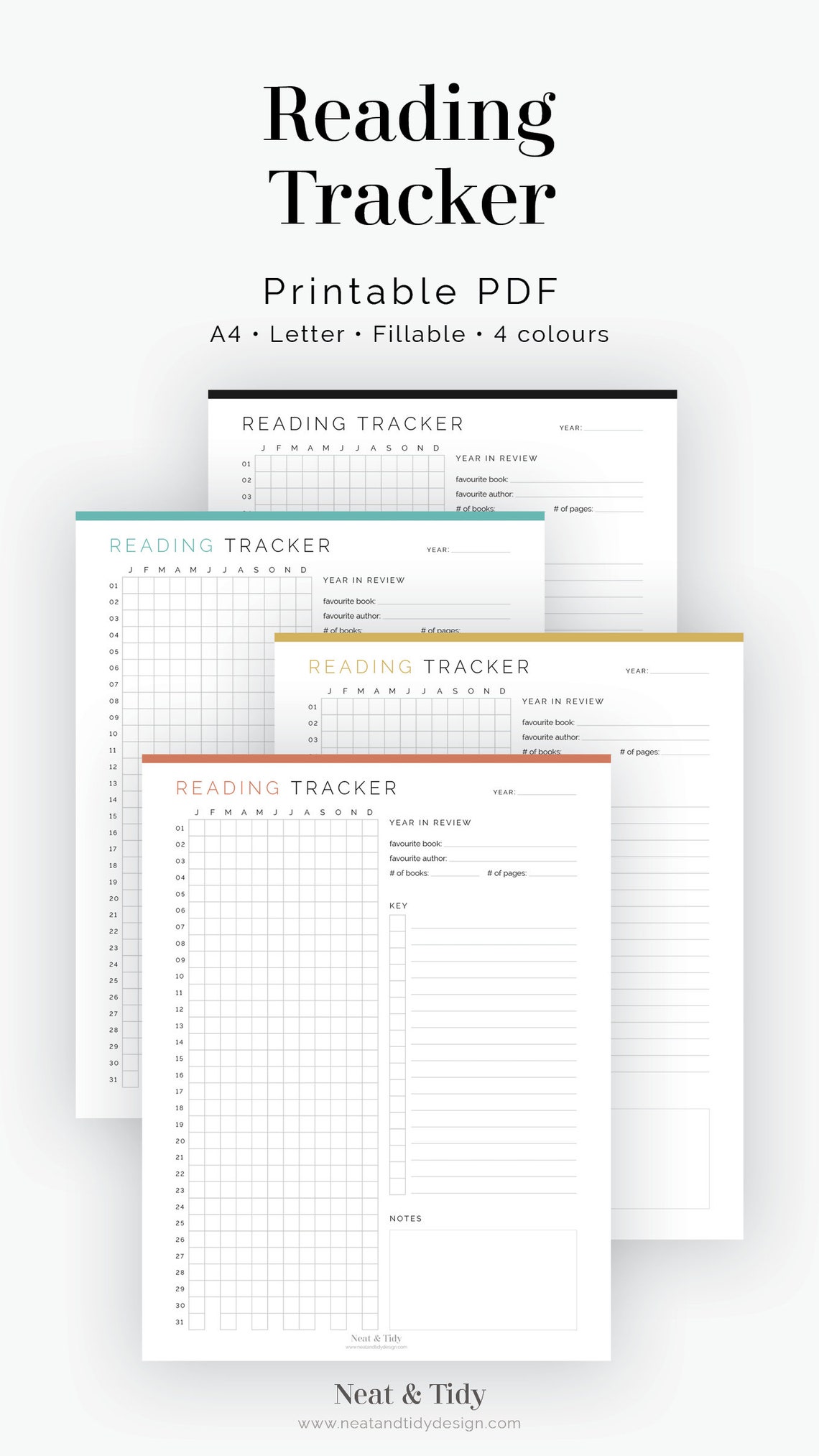 Reading Tracker Fillable Printable PDF Readers Kit, Book Lovers Instant ...