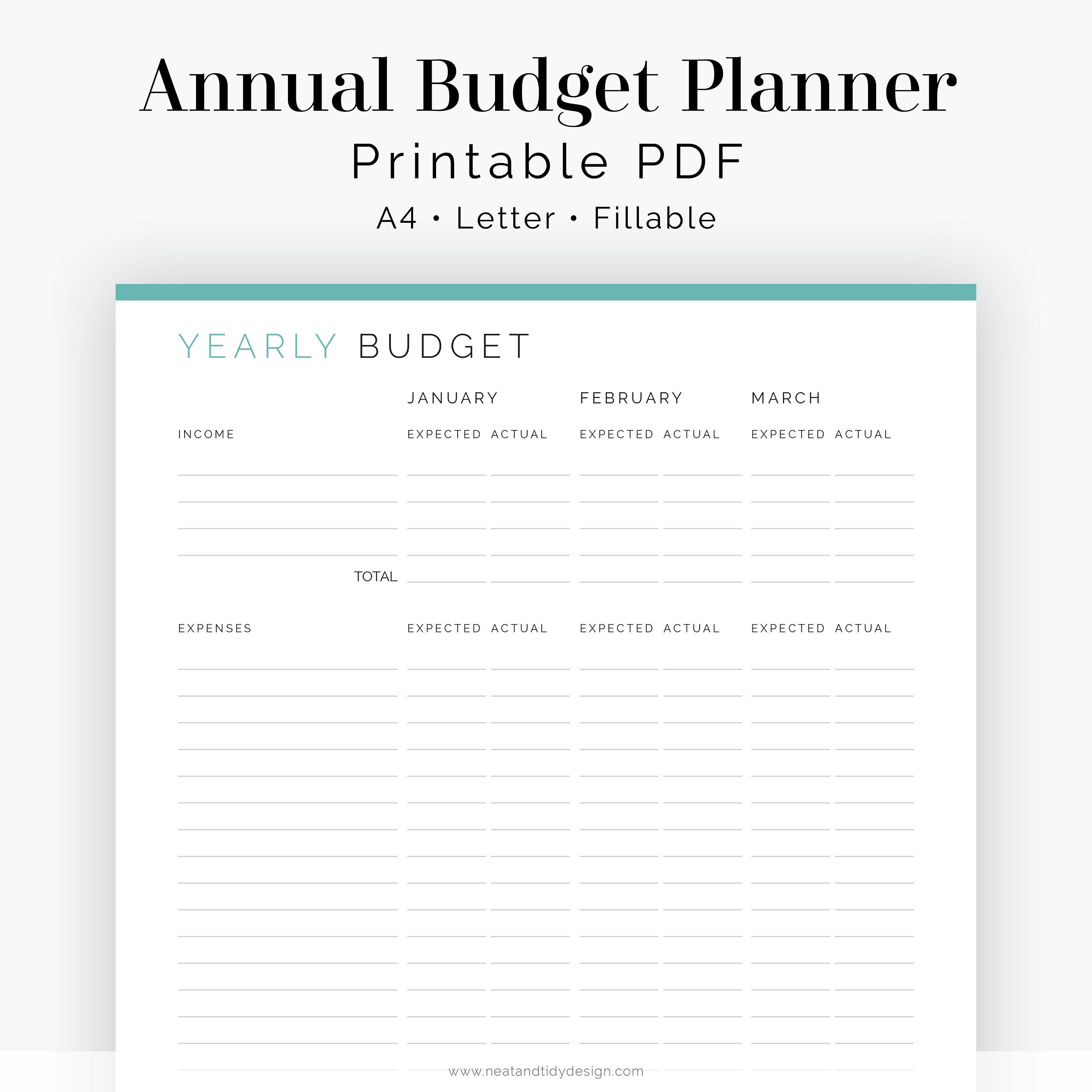 Annual Budget Planner Fillable Printable PDF Finance Planner Home ...