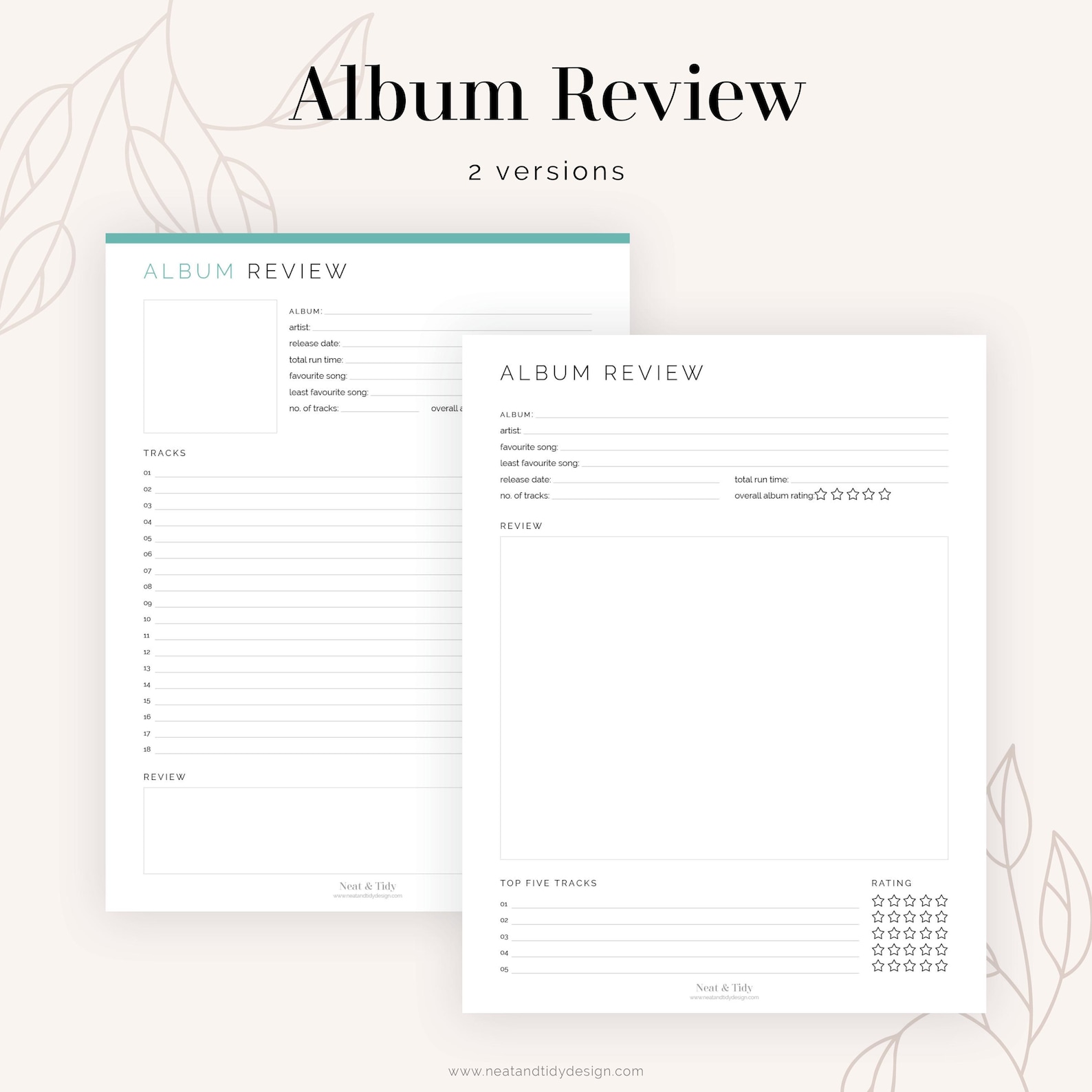 Music Album Review - Fillable, Printable PDF - Album Rating Template ...