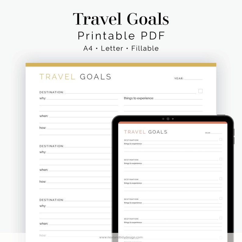 Travel Goals 3 Layouts Fillable Travel Planner, Vacation Planner, Trip ...