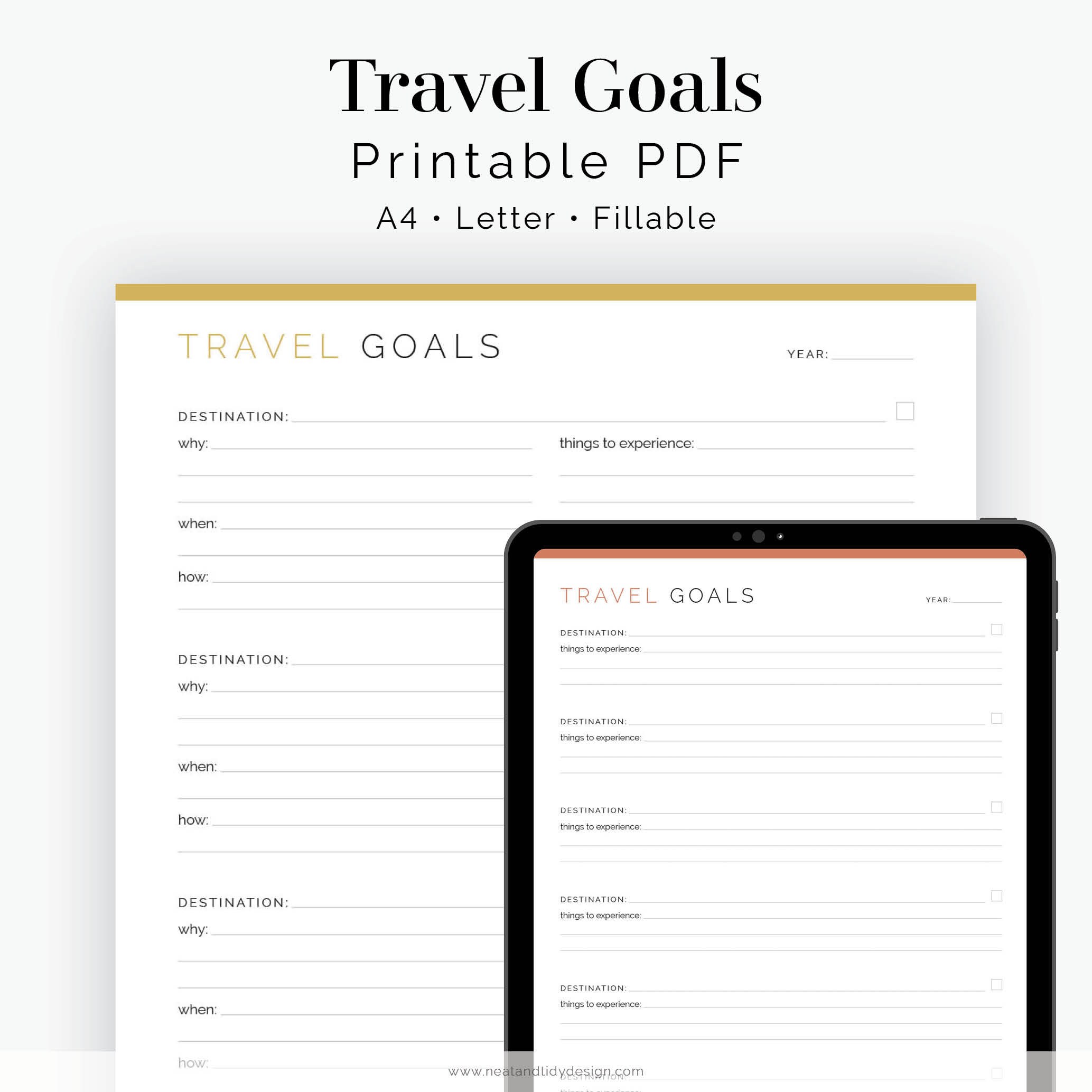 Travel Goals 3 Layouts Fillable Travel Planner, Vacation Planner, Trip ...