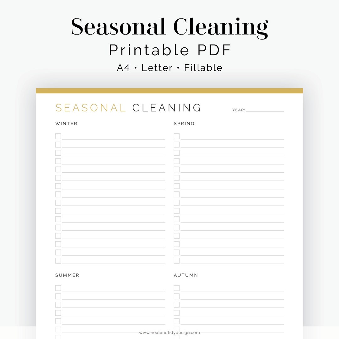 Seasonal Cleaning Checklist - Fillable - Printable PDF - Household ...