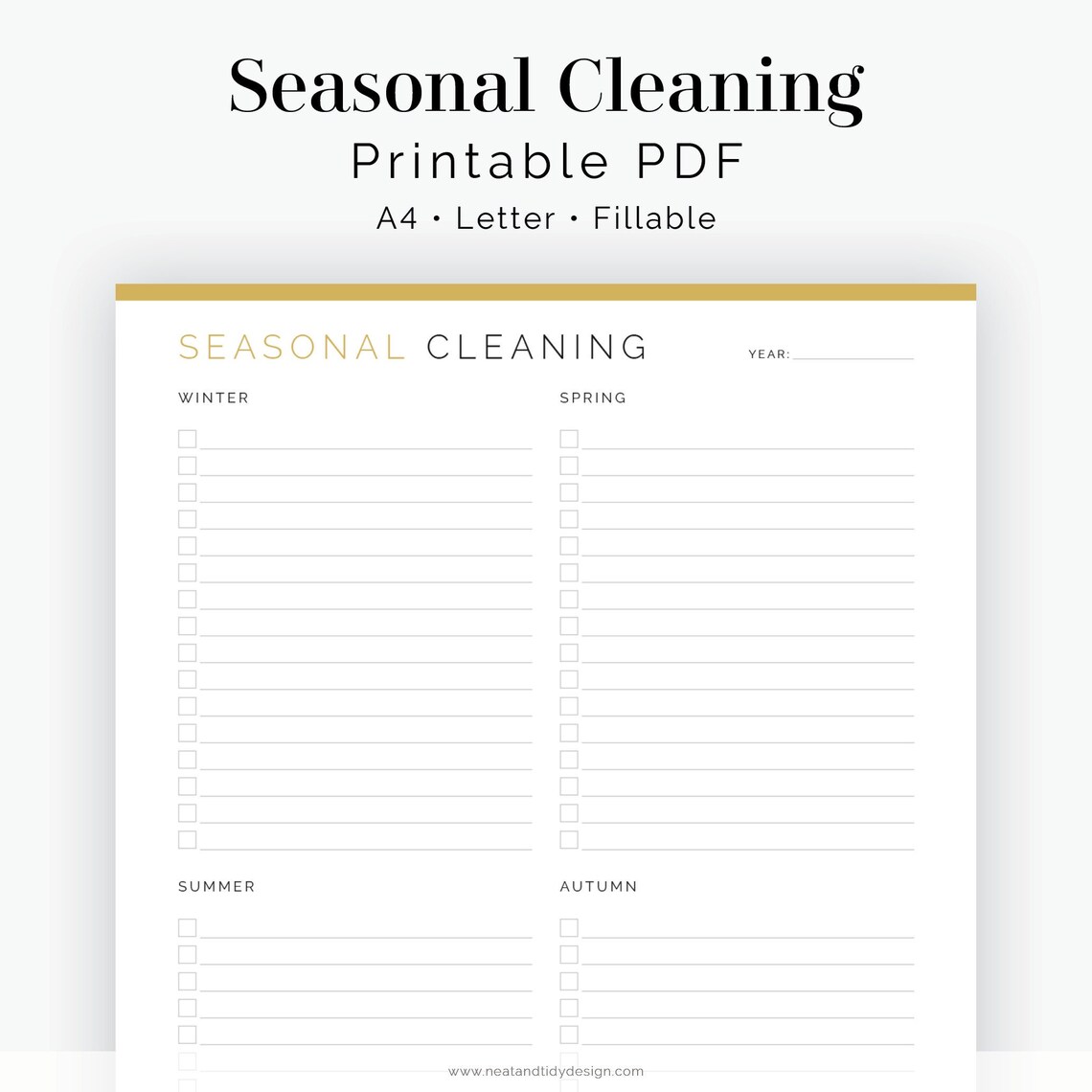 Seasonal Cleaning Checklist Fillable Printable PDF | Etsy