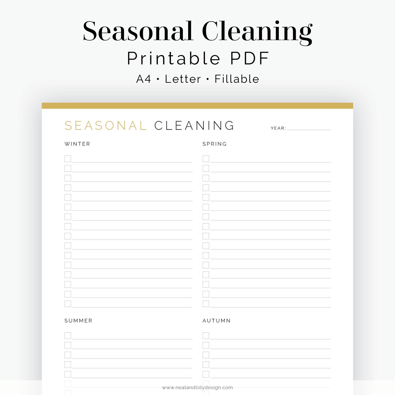 Seasonal Cleaning Checklist Fillable Printable PDF | Etsy