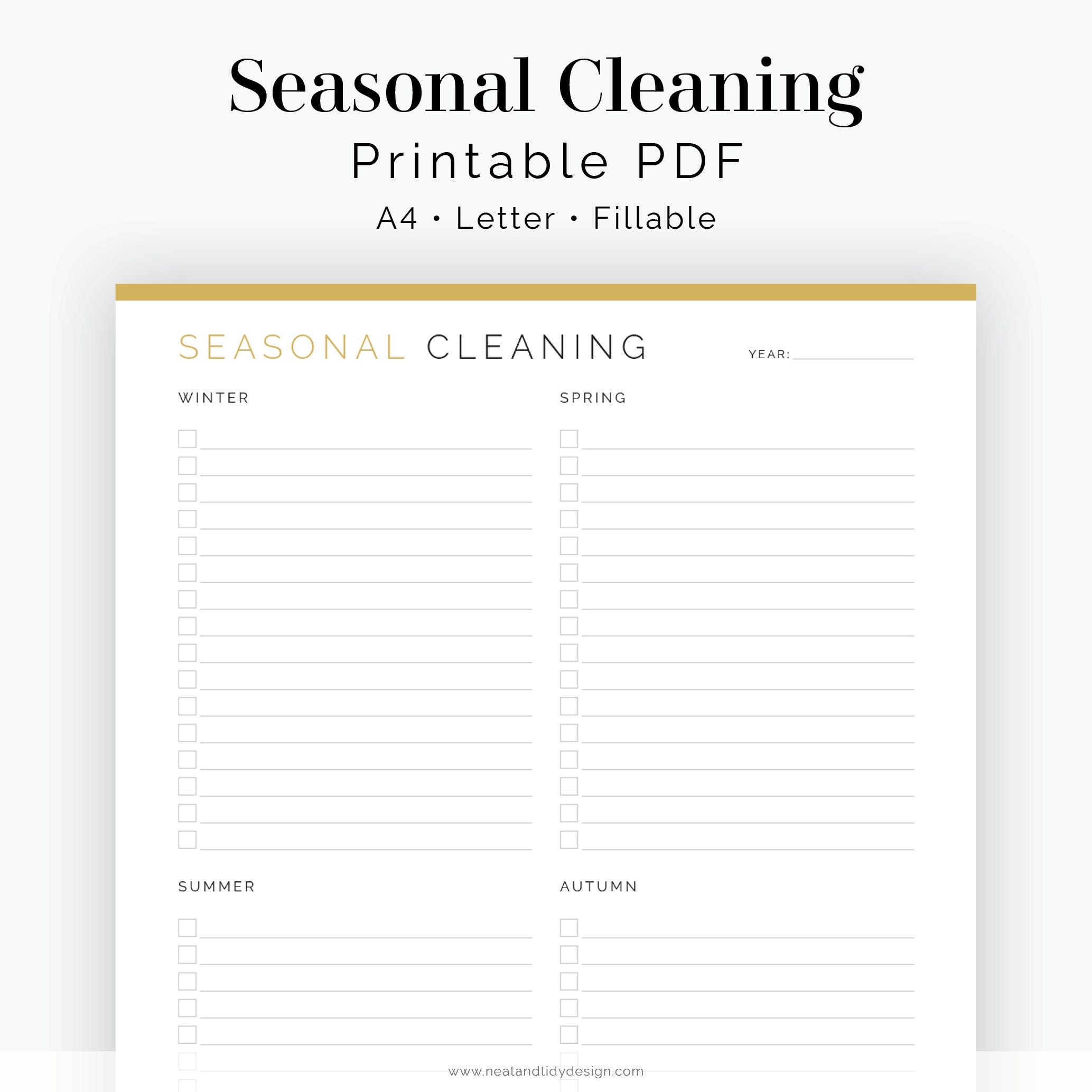 Seasonal Cleaning Checklist Fillable Printable PDF | Etsy