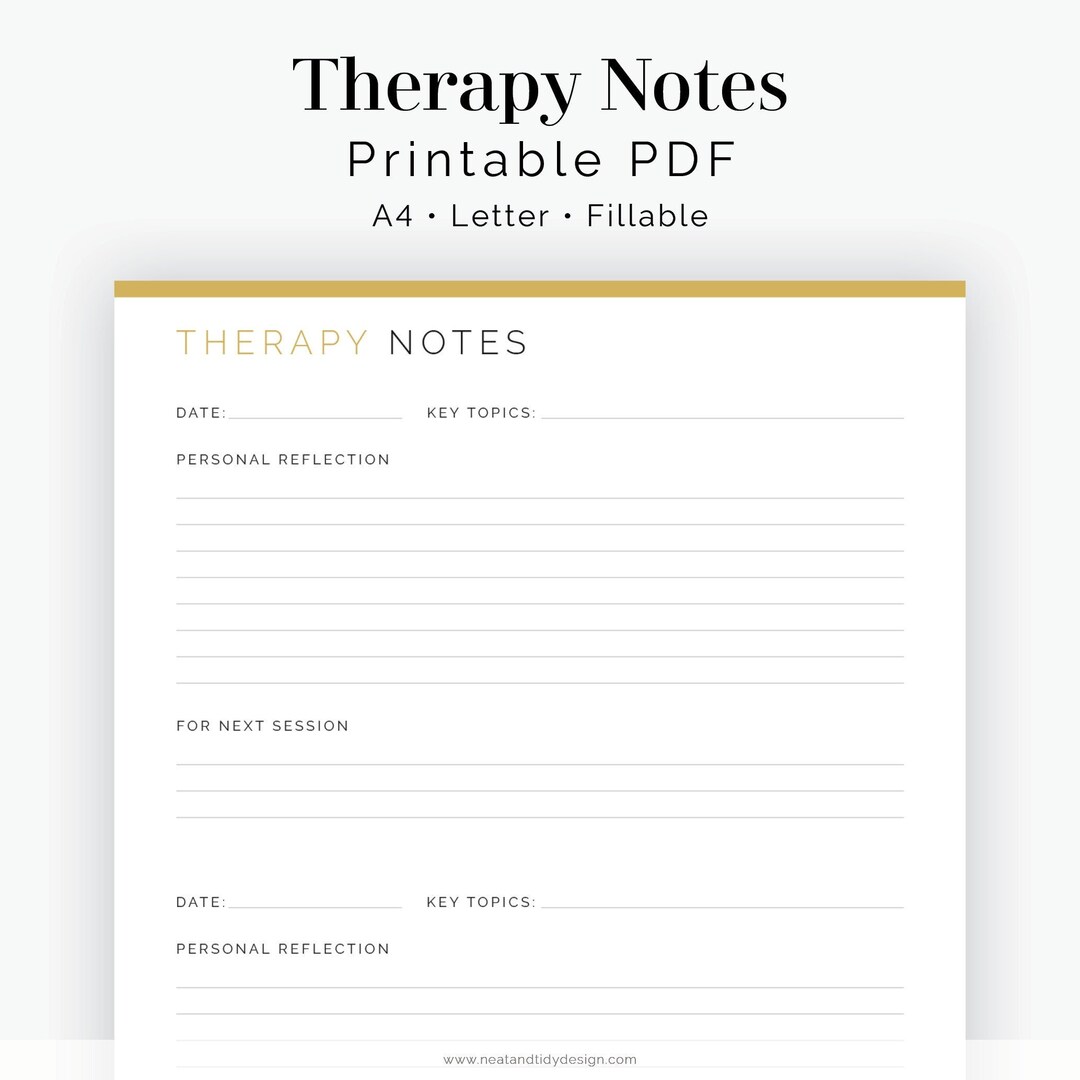 Therapy Session Notes - Fillable - Printable PDF - Mental Health ...