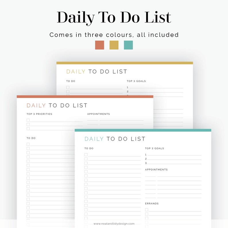 Daily to Do List 2 Versions Fillable Printable PDF | Etsy