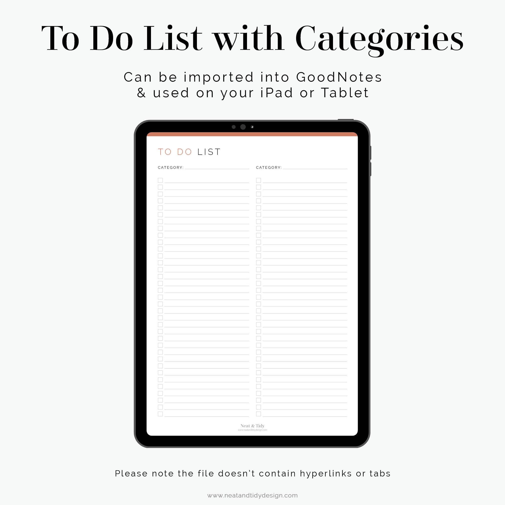 To Do List With Categories (4 Versions) - Fillable - Printable PDF ...