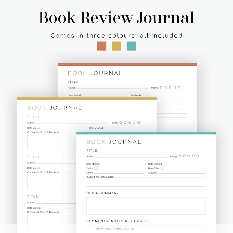 Book Review Journal, Book Log - Fillable - Printable PDF - Part of the ...