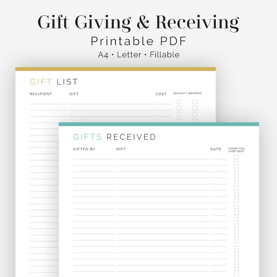 Gift Giving & Receiving - 2 Printables - Fillable - Printable PDF ...