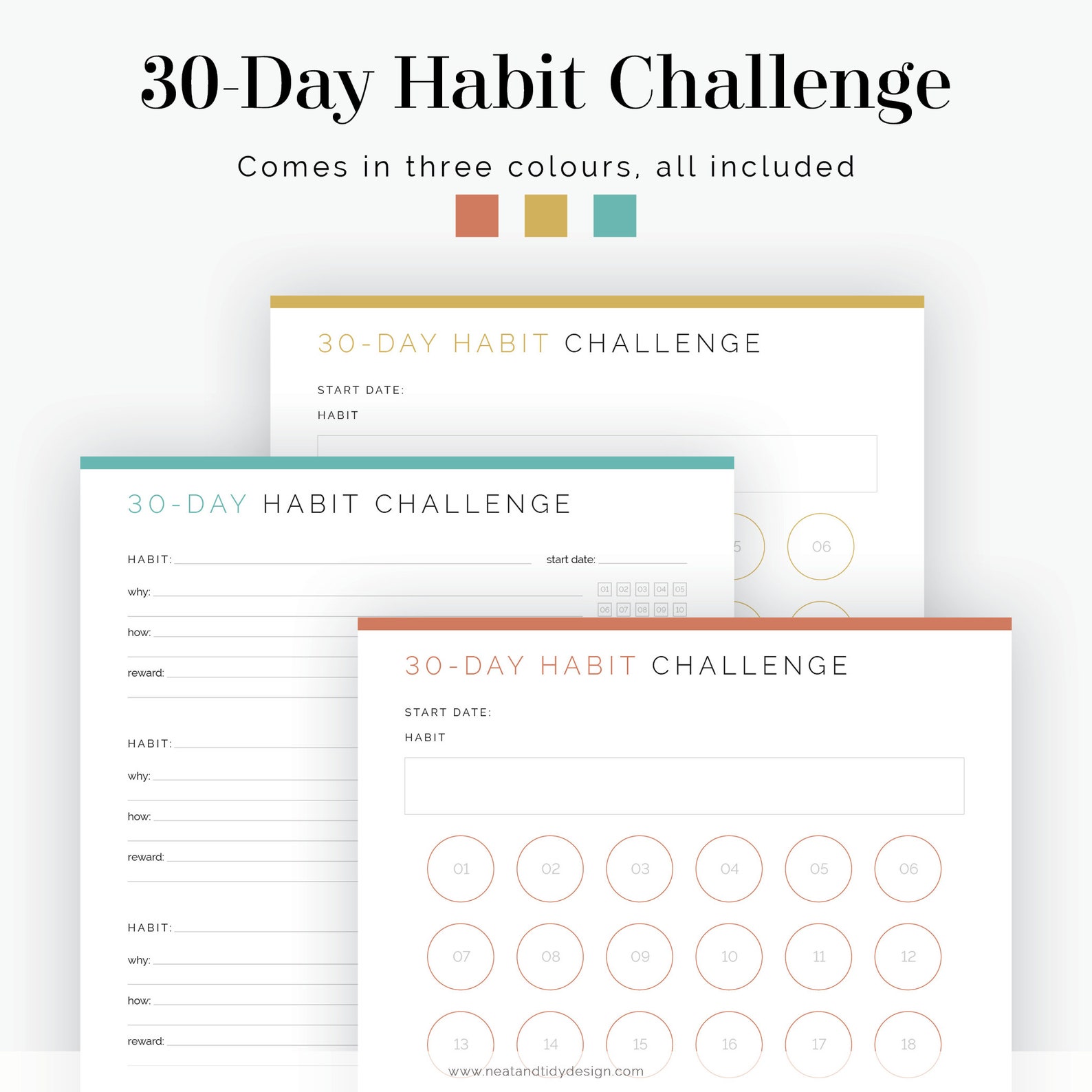 30-day Habit Challenge Tracker Fillable Printable PDF New Year ...