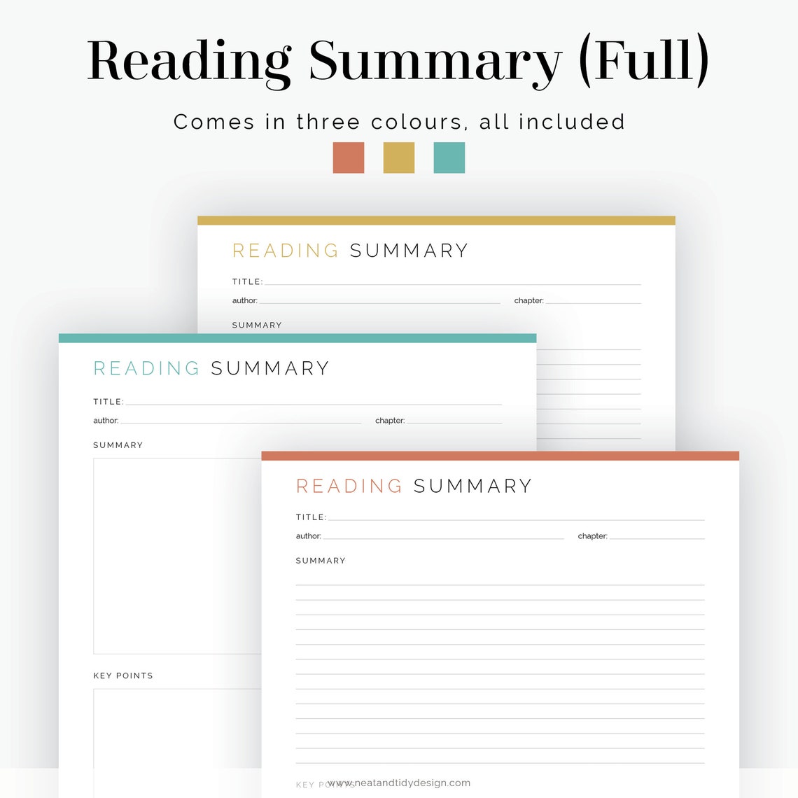 Reading Summary - Fillable - Printable PDF - Student Planner, School ...