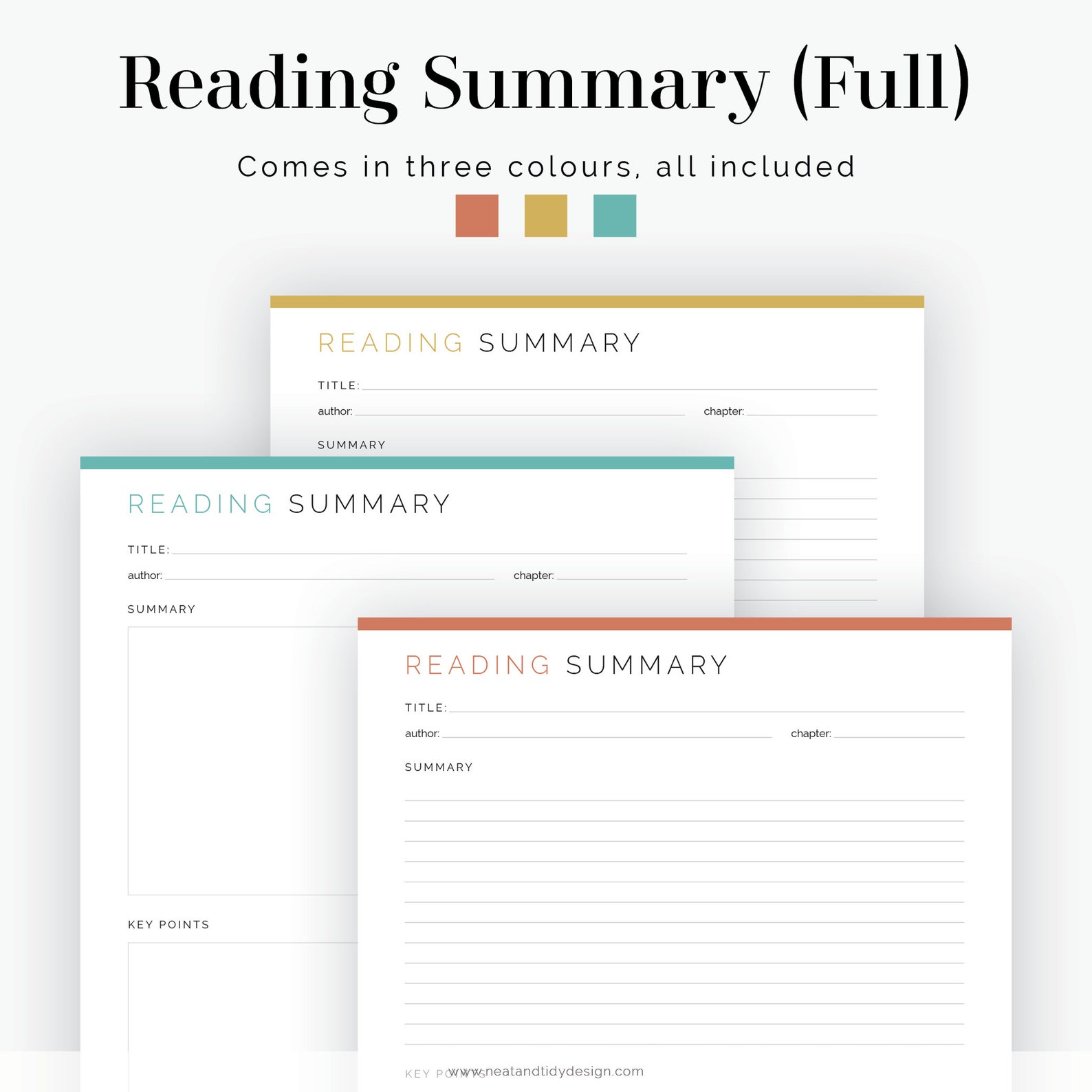 Reading Summary - Fillable - Printable PDF - Student Planner, School ...
