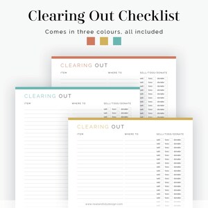 Clearing Out - Fillable - Moving Planner, Household Planner - Printable ...