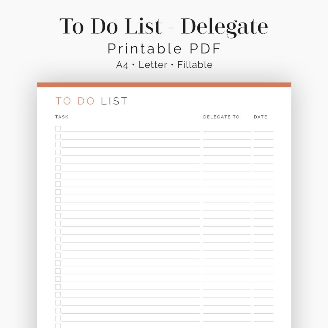 To Do List Delegate Fillable Printable PDF Task - Etsy