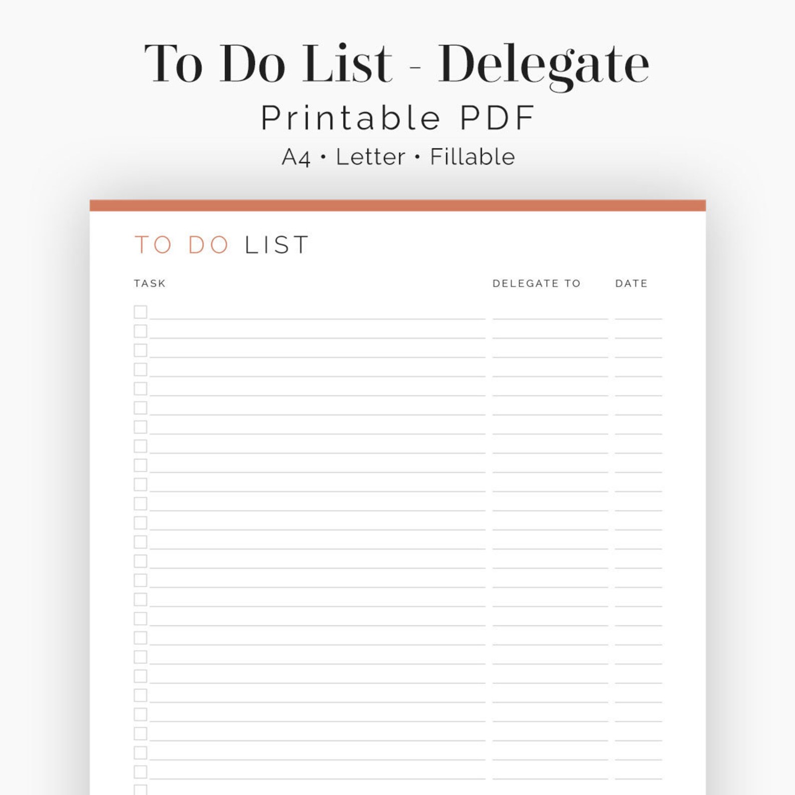 To Do List Delegate Fillable Printable PDF Task - Etsy
