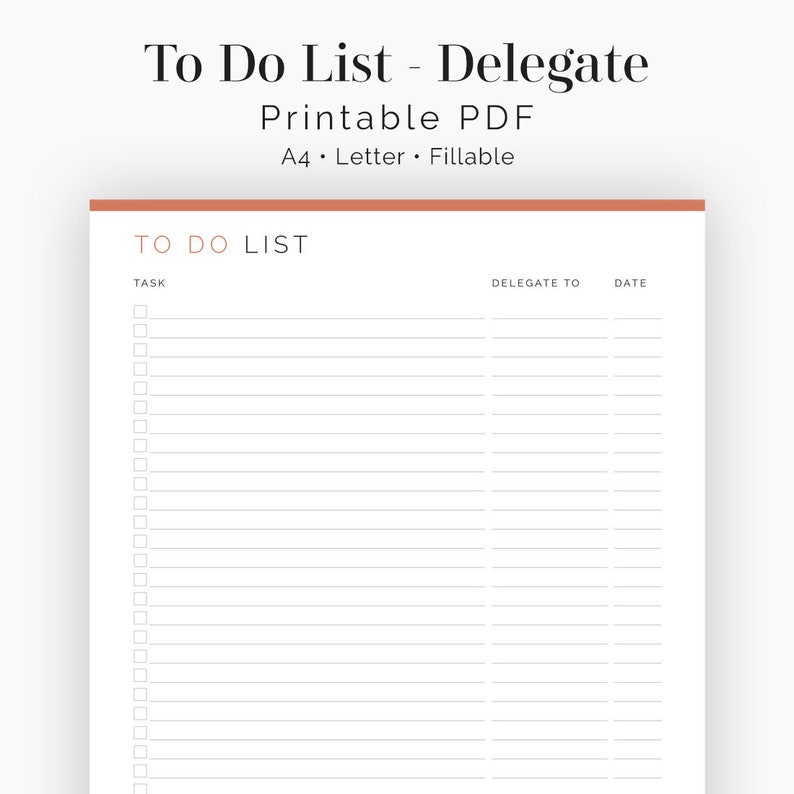 To Do List Delegate Fillable Printable PDF Task - Etsy