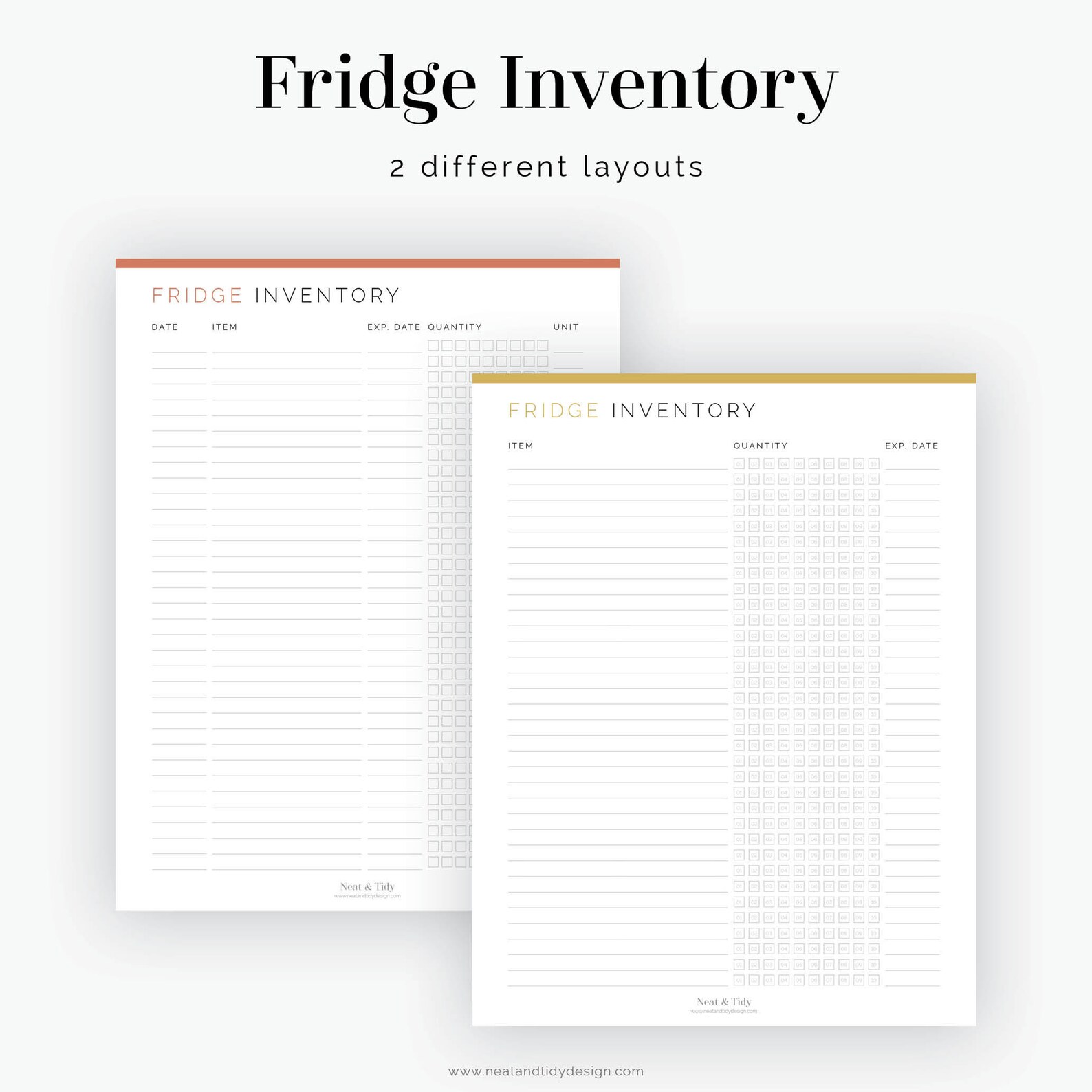 Fridge Inventory (2 Layouts) - Fillable - Printable PDF - Household ...