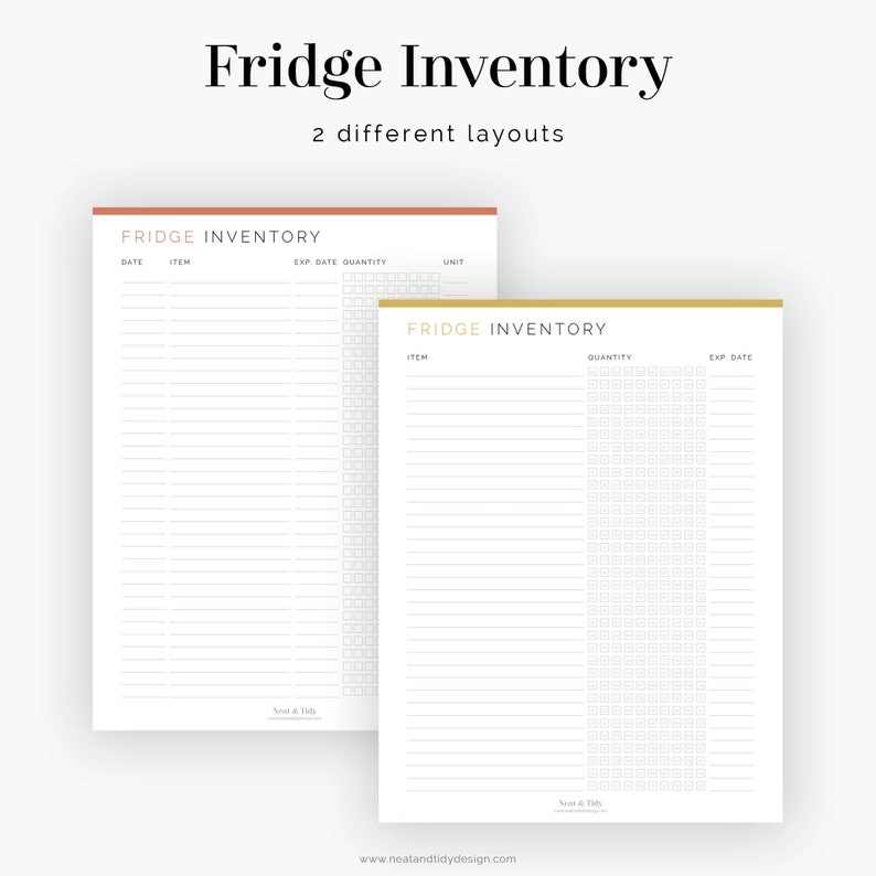 Fridge Inventory 2 Layouts Fillable Printable PDF - Etsy