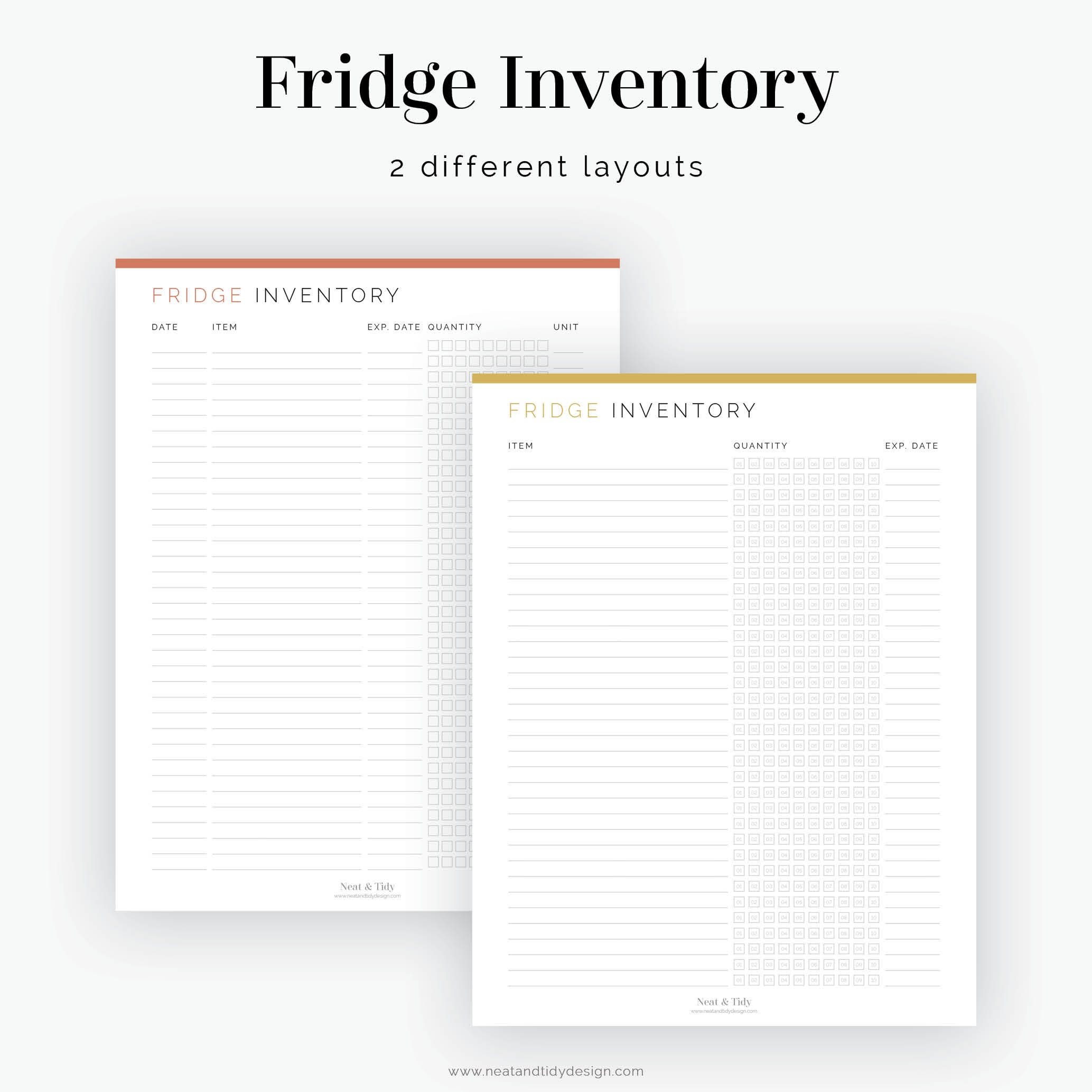 Fridge Inventory (2 Layouts) - Fillable - Printable PDF - Household ...