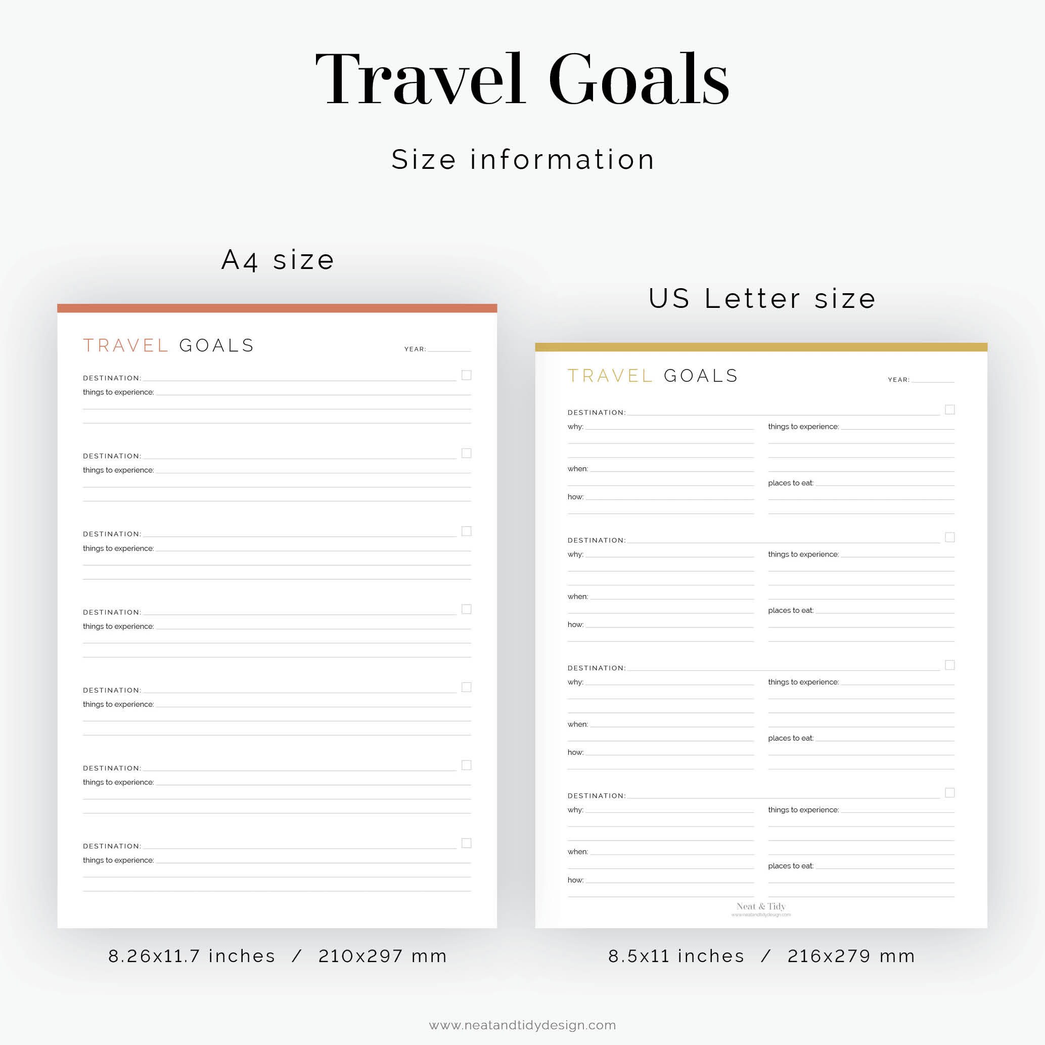 Travel Goals 3 Layouts Fillable Travel Planner, Vacation Planner, Trip ...