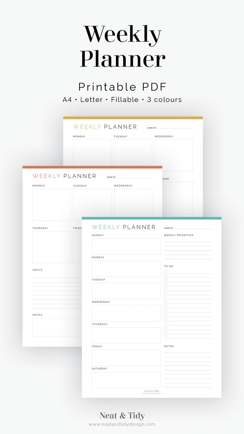 Weekly Planner 2 Layouts V1 Fillable Printable PDF Time Management ... Weekly Planner 2 Layouts V1 Fillable Printable PDF Time Management ...