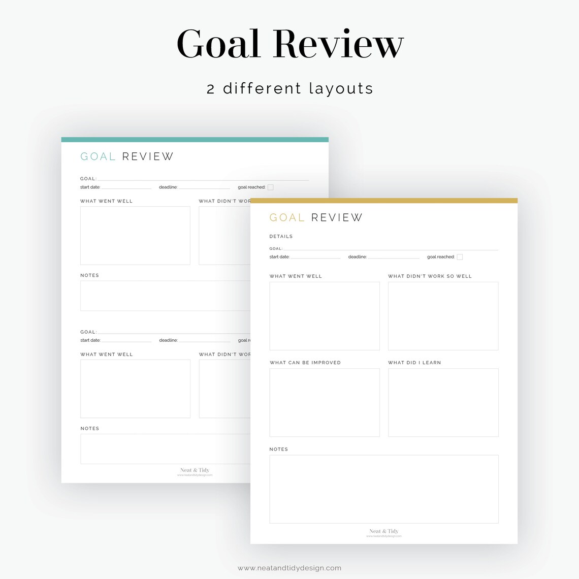 Goal Review (2 Layouts) - Fillable - Printable PDF - New Year ...