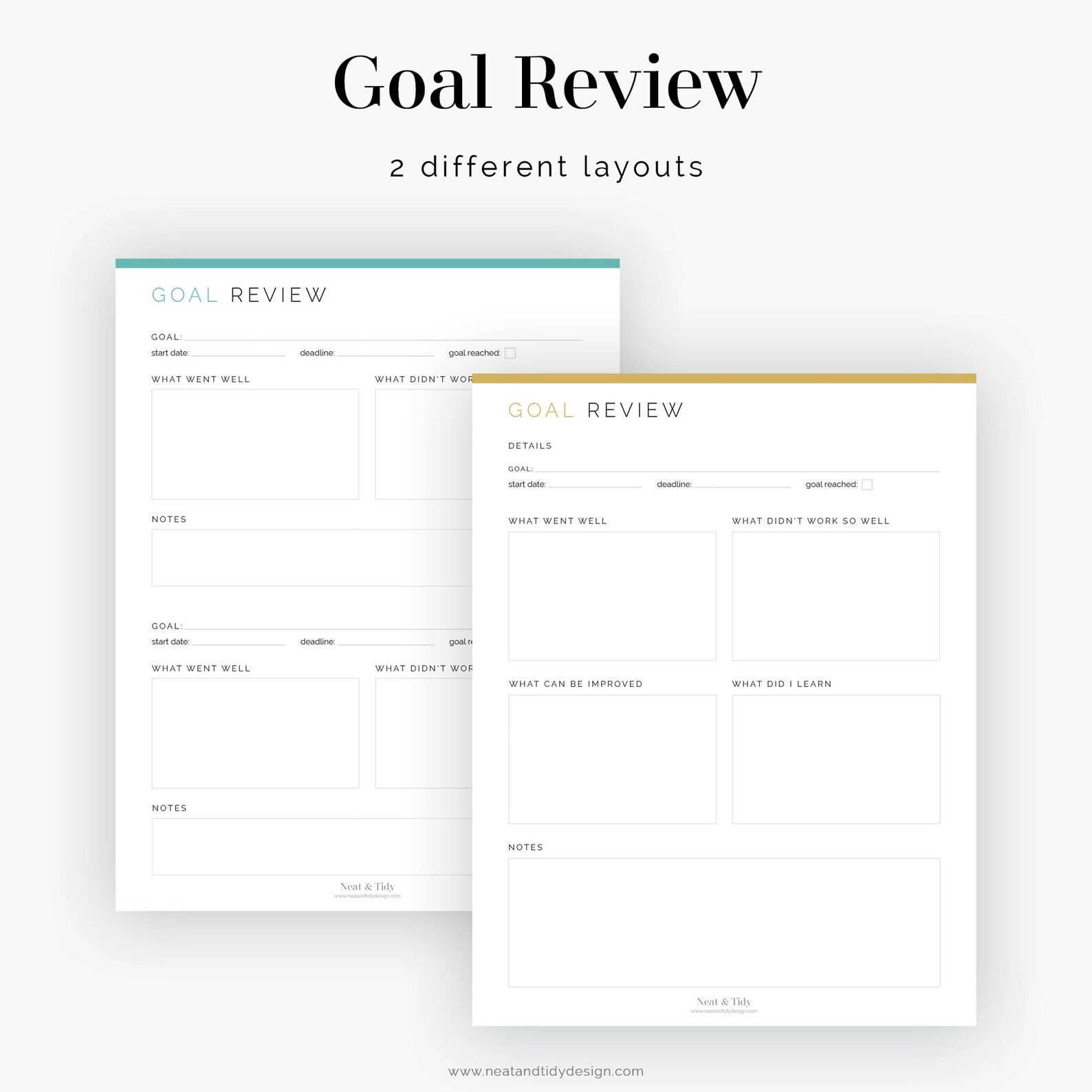 Goal Review 2 Layouts Fillable Printable PDF New Year Resolution, Goal ...
