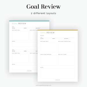 Goal Review (2 Layouts) - Fillable - Printable PDF - New Year ...