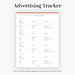 Advertising Tracker - Fillable - Printable PDF - Business Planner, Blog ...