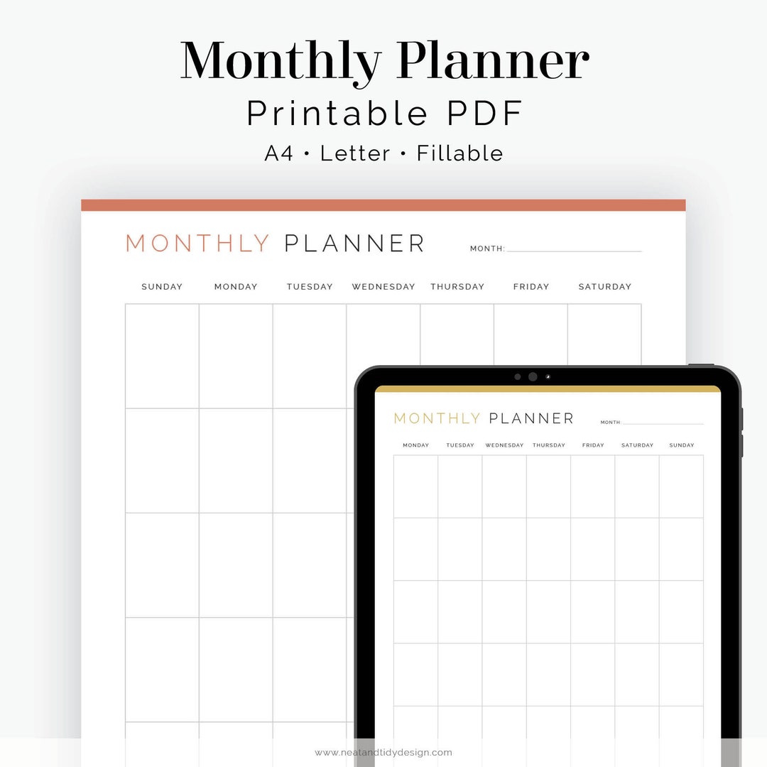 Monthly Planner V3 - Fillable - Time Planner, Perpetual Calendar ...