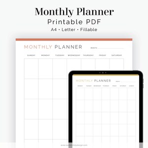 Monthly Planner V3 - Fillable - Time Planner, Perpetual Calendar ...
