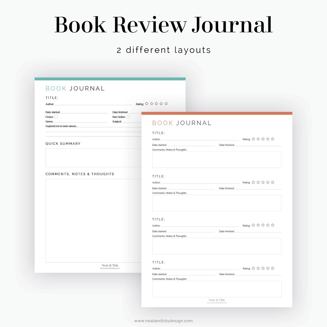 Reading Journal Kit 11 Documents Fillable Printable PDF - Etsy
