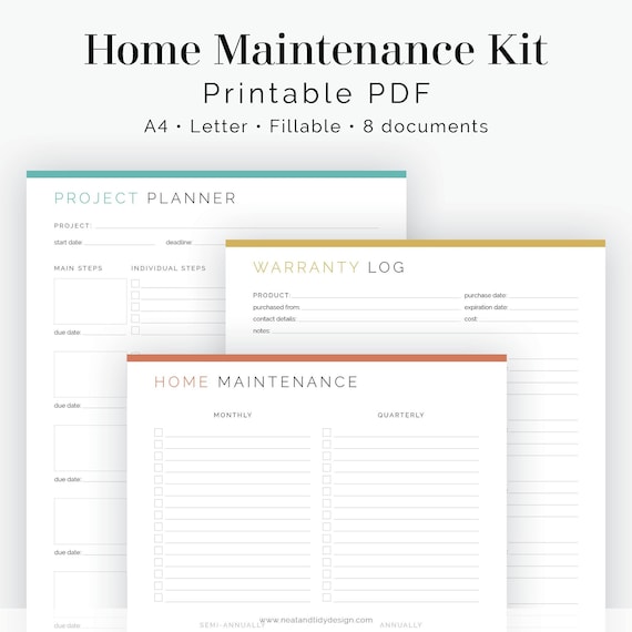 Home Maintenance Kit 8 Documents House Maintenance Tasks - Etsy