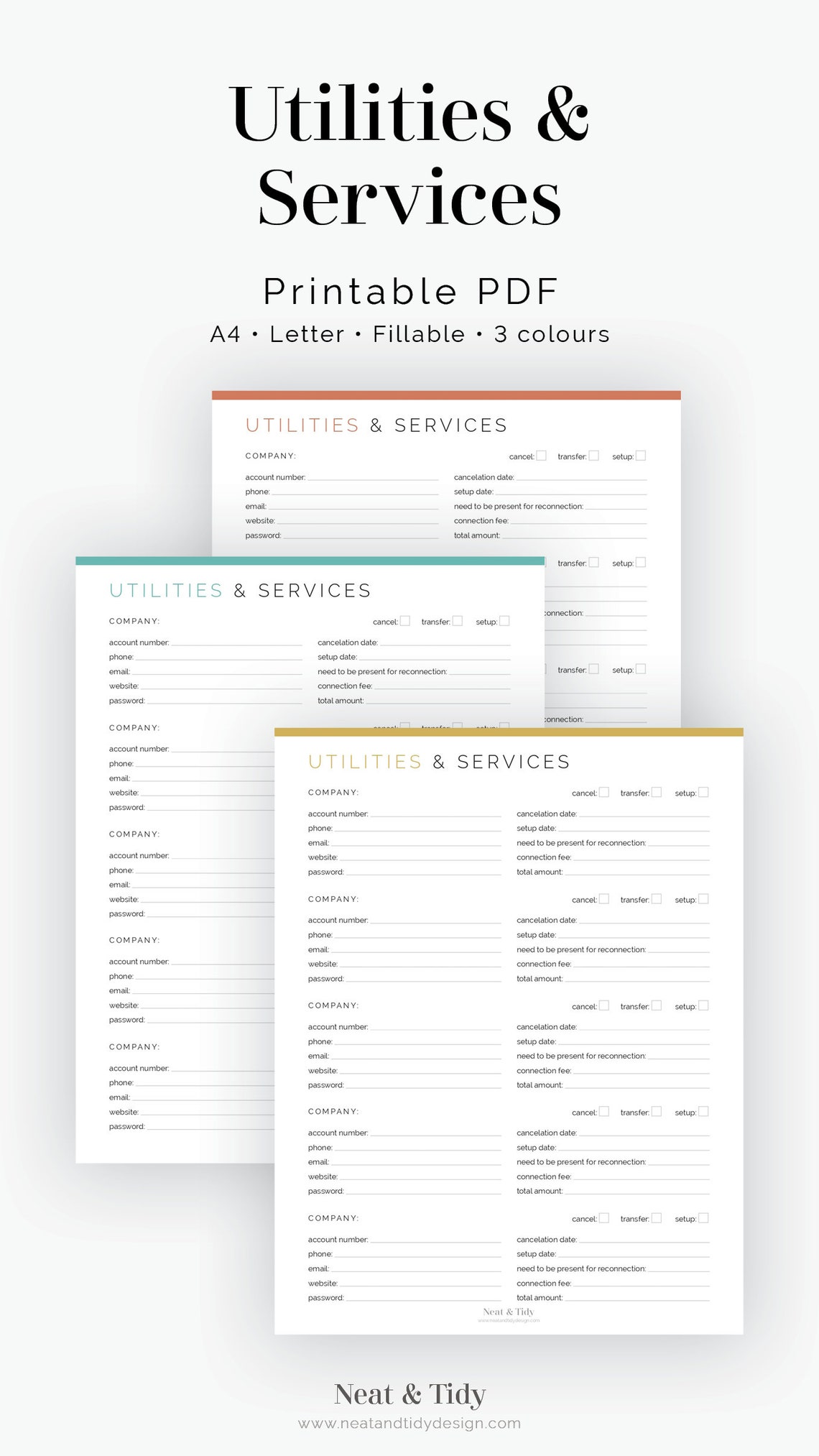 Moving Utilities & Services to Cancel and Set up - Fillable - Moving ...